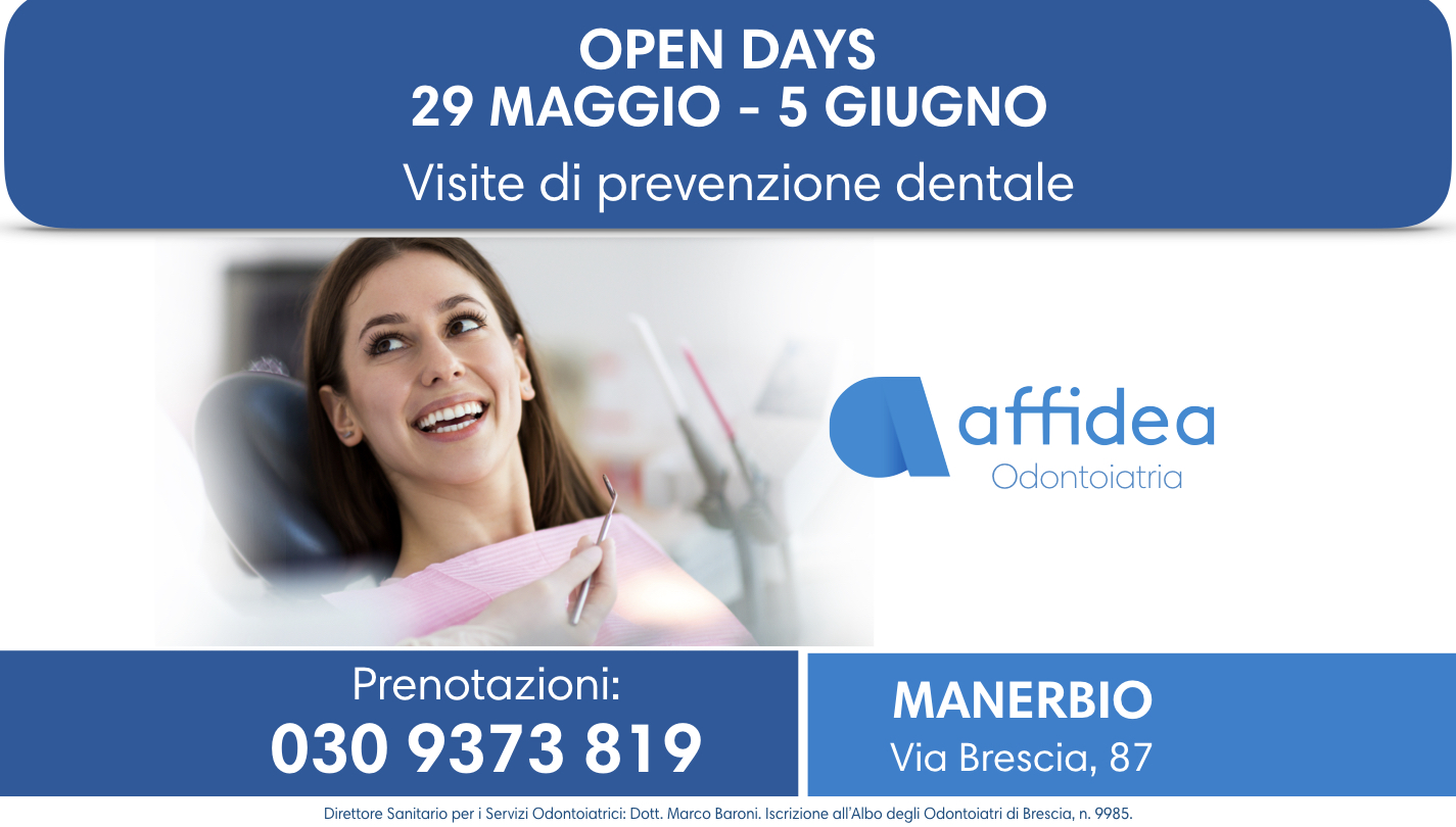 Open Days: il 29 maggio e il 5 giugno il Centro Odontoiatrico di Affidea Manerbio apre le porte ...